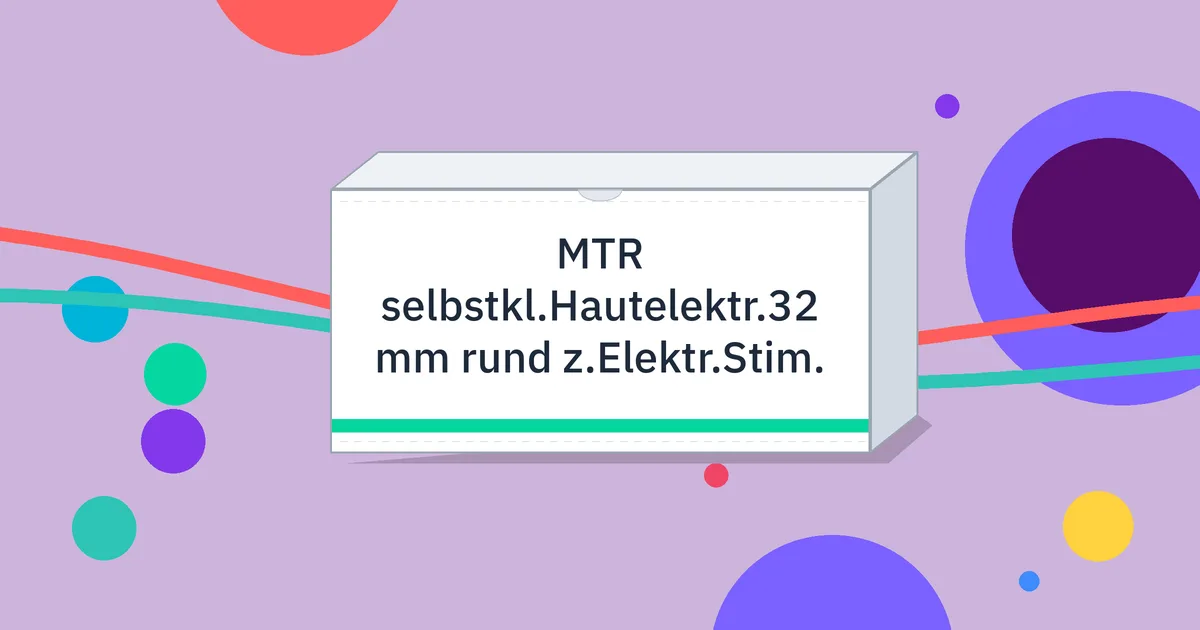 Symbolbild: Packung mit der Aufschrift MTR selbstkl.Hautelektr.32 mm rund z.Elektr.Stim. (PZN 00019494) – Verfügbarkeit und Bezug in Apotheken in Frankfurt am Main