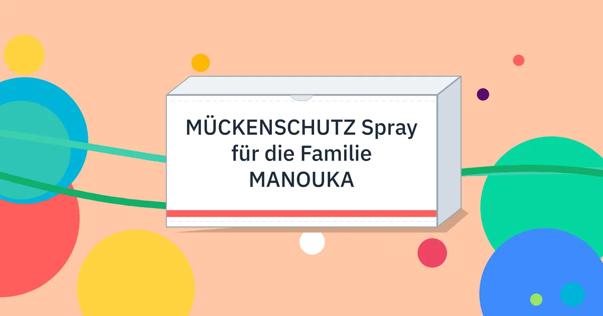 Symbolbild: Packung mit der Aufschrift MÜCKENSCHUTZ Spray für die Familie MANOUKA (PZN 19438437) – Verfügbarkeit und Bezug in Apotheken in Frankfurt am Main