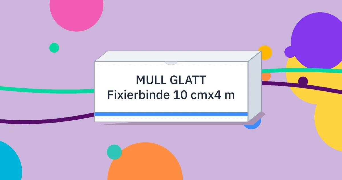 Symbolbild: Packung mit der Aufschrift MULL GLATT Fixierbinde 10 cmx4 m (PZN 09397387) – Verfügbarkeit und Bezug in Apotheken in Frankfurt am Main