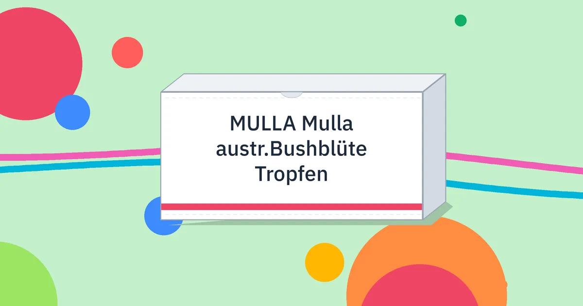 Symbolbild: Packung mit der Aufschrift MULLA Mulla austr.Bushblüte Tropfen (PZN 06126699) – Verfügbarkeit und Bezug in Apotheken in Frankfurt am Main