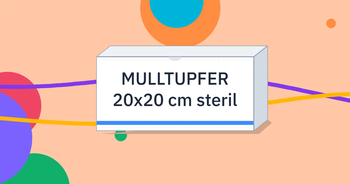 Symbolbild: Packung mit der Aufschrift MULLTUPFER 20x20 cm steril (PZN 02072788) – Verfügbarkeit und Bezug in Apotheken in Frankfurt am Main