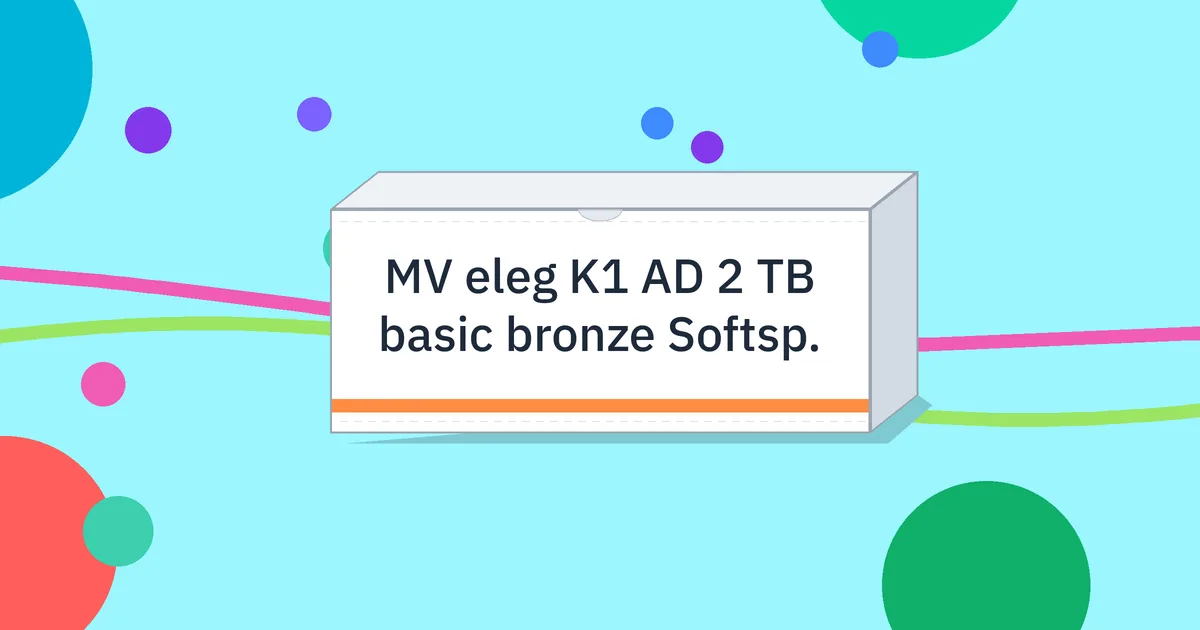 Symbolbild: Packung mit der Aufschrift MV eleg K1 AD 2 TB basic bronze Softsp. (PZN 14705827) – Verfügbarkeit und Bezug in Apotheken in Frankfurt am Main