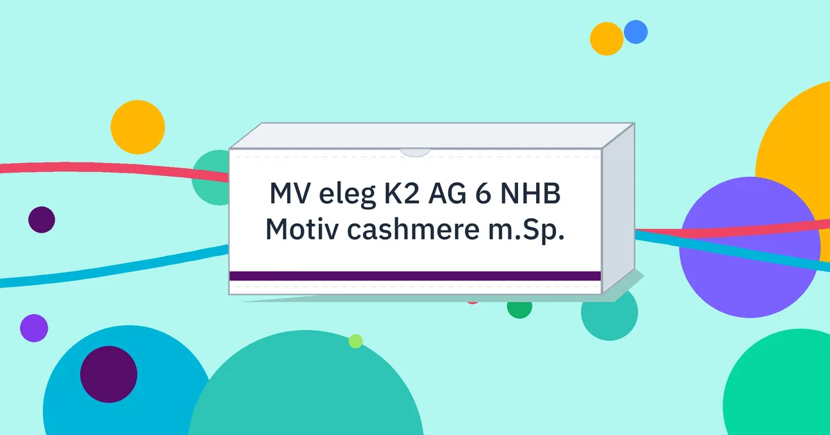 Symbolbild: Packung mit der Aufschrift MV eleg K2 AG 6 NHB Motiv cashmere m.Sp. (PZN 15721722) – Verfügbarkeit und Bezug in Apotheken in Frankfurt am Main