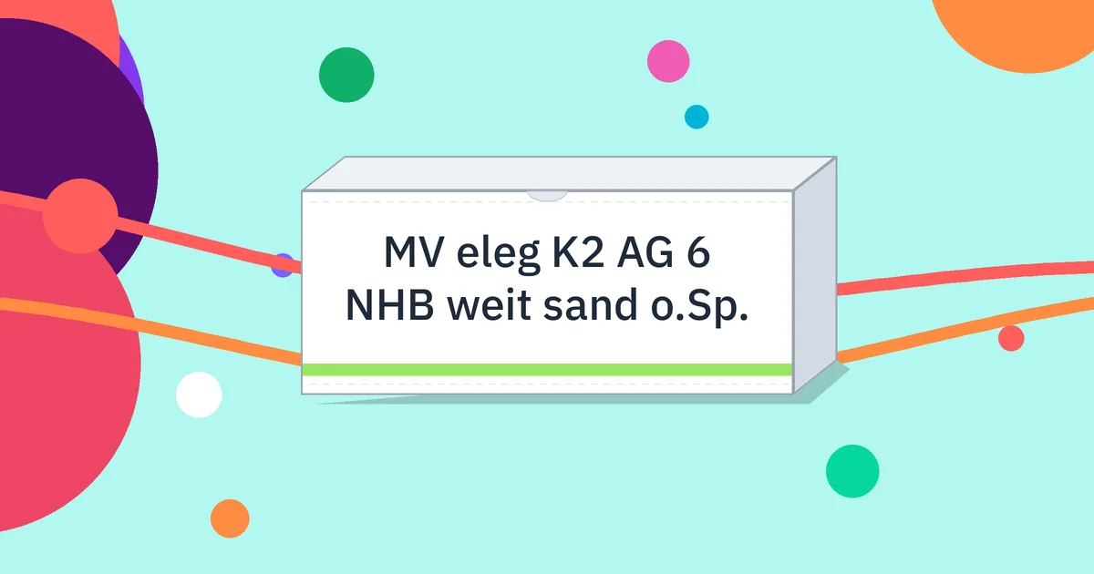 Symbolbild: Packung mit der Aufschrift MV eleg K2 AG 6 NHB weit sand o.Sp. (PZN 18928659) – Verfügbarkeit und Bezug in Apotheken in Frankfurt am Main