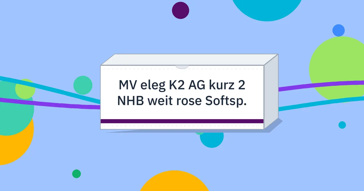 Symbolbild: Packung mit der Aufschrift MV eleg K2 AG kurz 2 NHB weit rose Softsp. (PZN 15714509) – Verfügbarkeit und Bezug in Apotheken in Frankfurt am Main