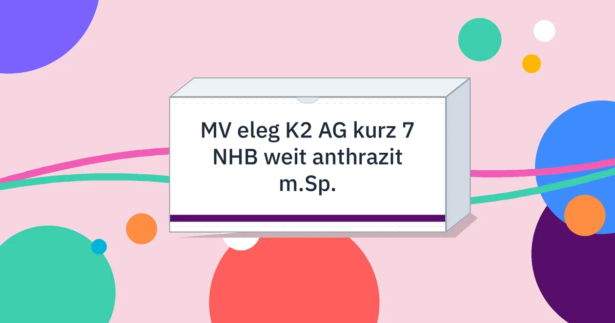 Symbolbild: Packung mit der Aufschrift MV eleg K2 AG kurz 7 NHB weit anthrazit m.Sp. (PZN 15714076) – Verfügbarkeit und Bezug in Apotheken in Frankfurt am Main
