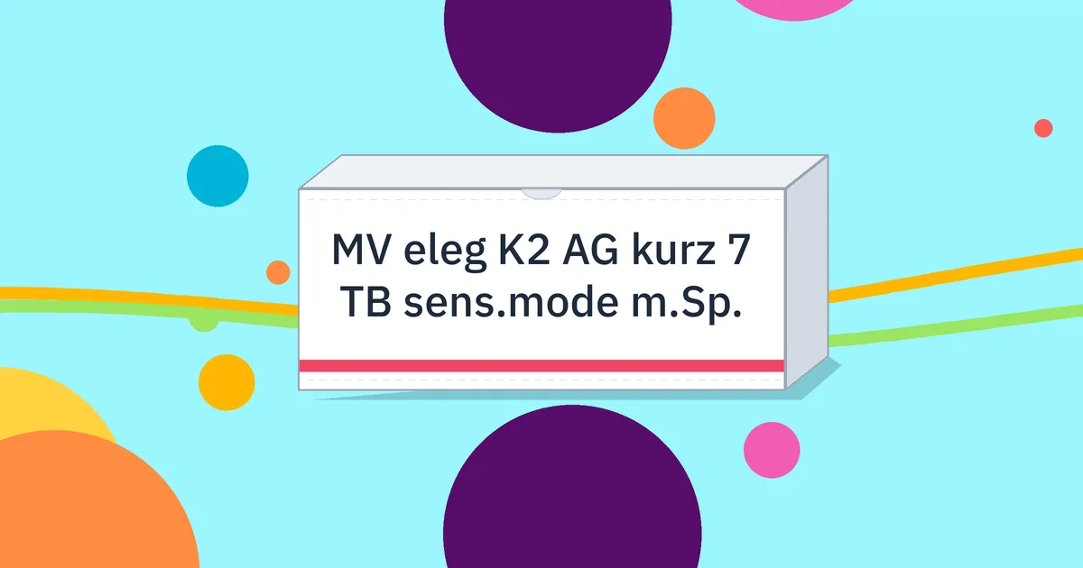 Symbolbild: Packung mit der Aufschrift MV eleg K2 AG kurz 7 TB sens.mode m.Sp. (PZN 09863168) – Verfügbarkeit und Bezug in Apotheken in Frankfurt am Main