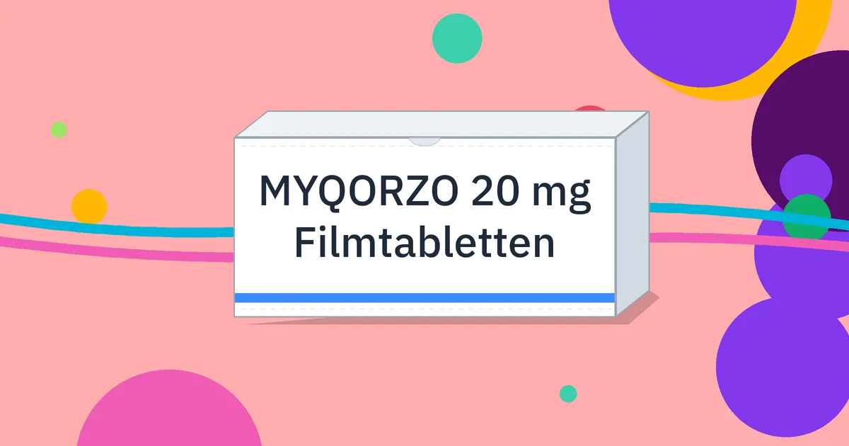 Symbolbild: Packung mit der Aufschrift MYQORZO 20 mg Filmtabletten (PZN 20231322) – Verfügbarkeit und Bezug in Apotheken in Frankfurt am Main