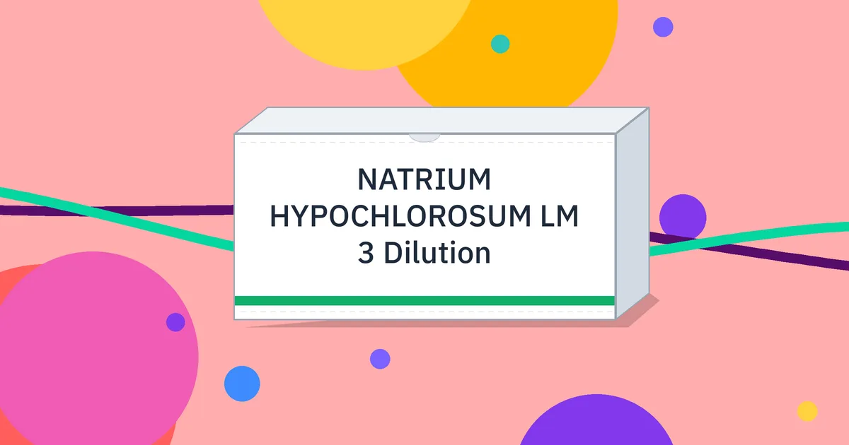 Symbolbild: Packung mit der Aufschrift NATRIUM HYPOCHLOROSUM LM 3 Dilution (PZN 12962833) – Verfügbarkeit und Bezug in Apotheken in Frankfurt am Main