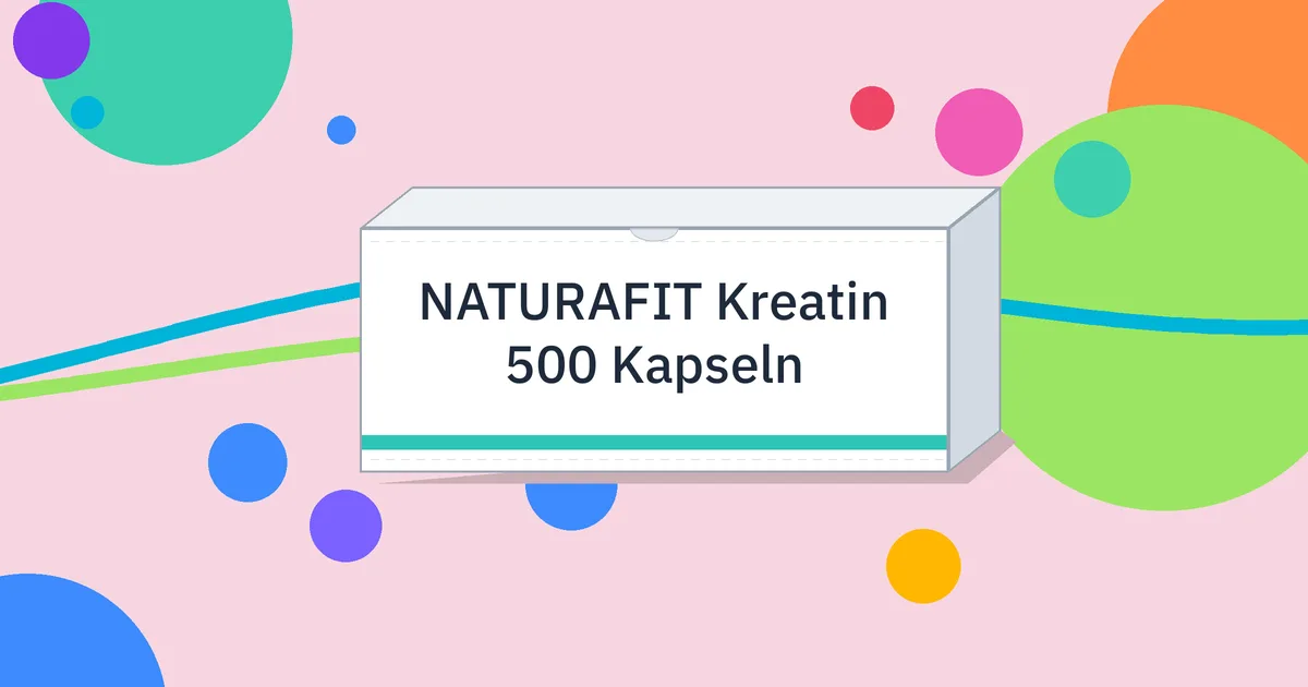Symbolbild: Packung mit der Aufschrift NATURAFIT Kreatin 500 Kapseln (PZN 16122343) – Verfügbarkeit und Bezug in Apotheken in Frankfurt am Main