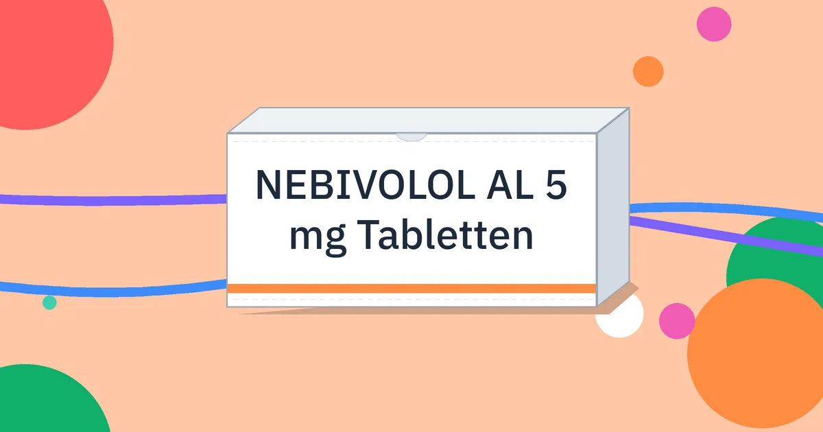 Symbolbild: Packung mit der Aufschrift NEBIVOLOL AL 5 mg Tabletten (PZN 05919736) – Verfügbarkeit und Bezug in Apotheken in Frankfurt am Main