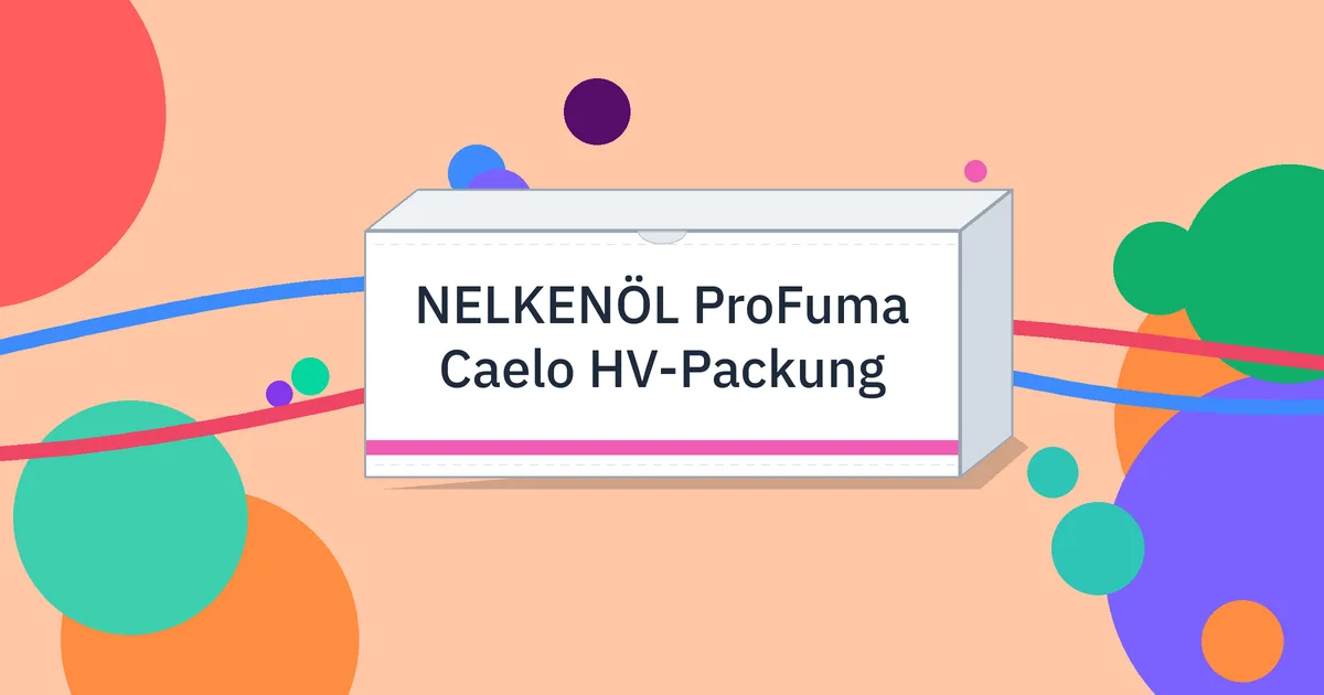 Symbolbild: Packung mit der Aufschrift NELKENÖL ProFuma Caelo HV-Packung (PZN 07111702) – Verfügbarkeit und Bezug in Apotheken in Frankfurt am Main