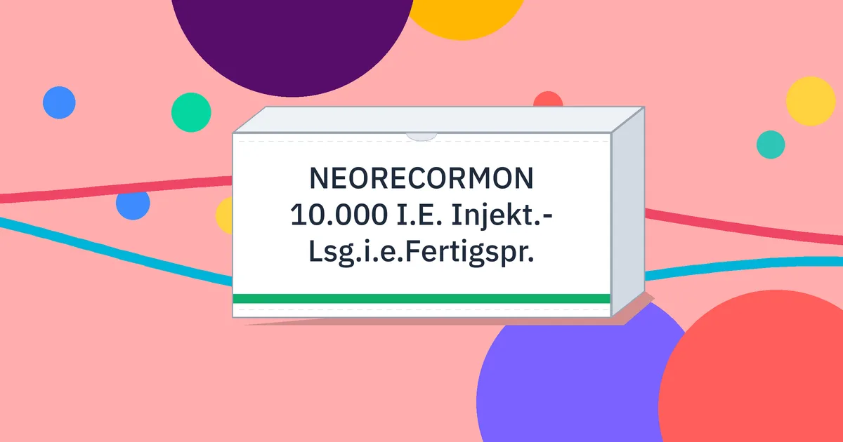 Symbolbild: Packung mit der Aufschrift NEORECORMON 10.000 I.E. Injekt.-Lsg.i.e.Fertigspr. (PZN 17604618) – Verfügbarkeit und Bezug in Apotheken in Frankfurt am Main
