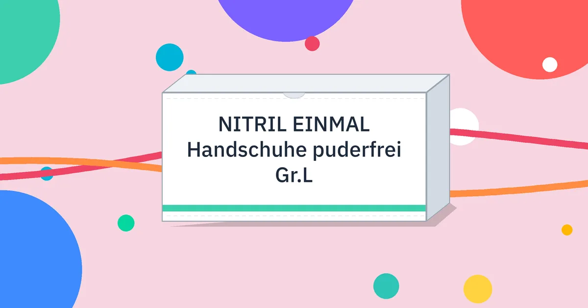 Symbolbild: Packung mit der Aufschrift NITRIL EINMAL Handschuhe puderfrei Gr.L (PZN 15204582) – Verfügbarkeit und Bezug in Apotheken in Frankfurt am Main