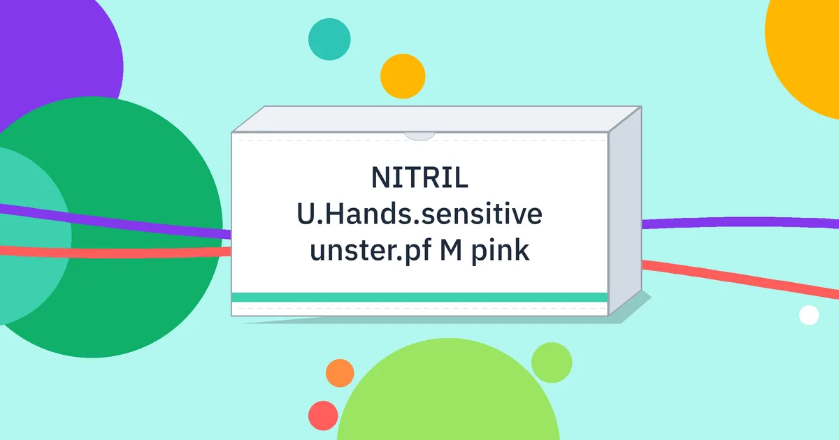 Symbolbild: Packung mit der Aufschrift NITRIL U.Hands.sensitive unster.pf M pink (PZN 11307061) – Verfügbarkeit und Bezug in Apotheken in Frankfurt am Main