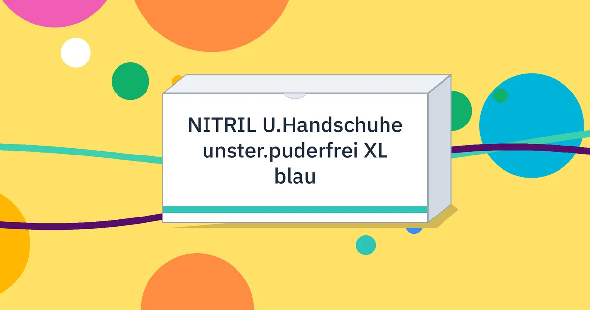 Symbolbild: Packung mit der Aufschrift NITRIL U.Handschuhe unster.puderfrei XL blau (PZN 10319441) – Verfügbarkeit und Bezug in Apotheken in Frankfurt am Main