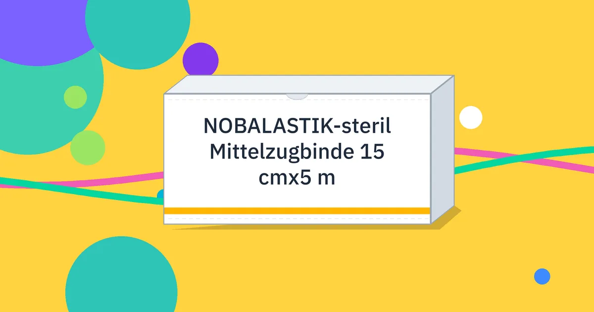 Symbolbild: Packung mit der Aufschrift NOBALASTIK-steril Mittelzugbinde 15 cmx5 m (PZN 10322816) – Verfügbarkeit und Bezug in Apotheken in Frankfurt am Main