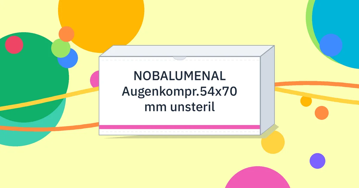 Symbolbild: Packung mit der Aufschrift NOBALUMENAL Augenkompr.54x70 mm unsteril (PZN 16029081) – Verfügbarkeit und Bezug in Apotheken in Frankfurt am Main