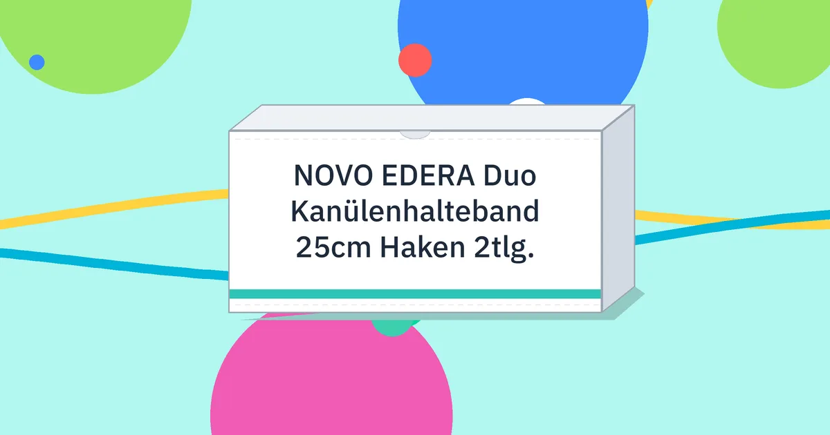 Symbolbild: Packung mit der Aufschrift NOVO EDERA Duo Kanülenhalteband 25cm Haken 2tlg. (PZN 18726306) – Verfügbarkeit und Bezug in Apotheken in Frankfurt am Main