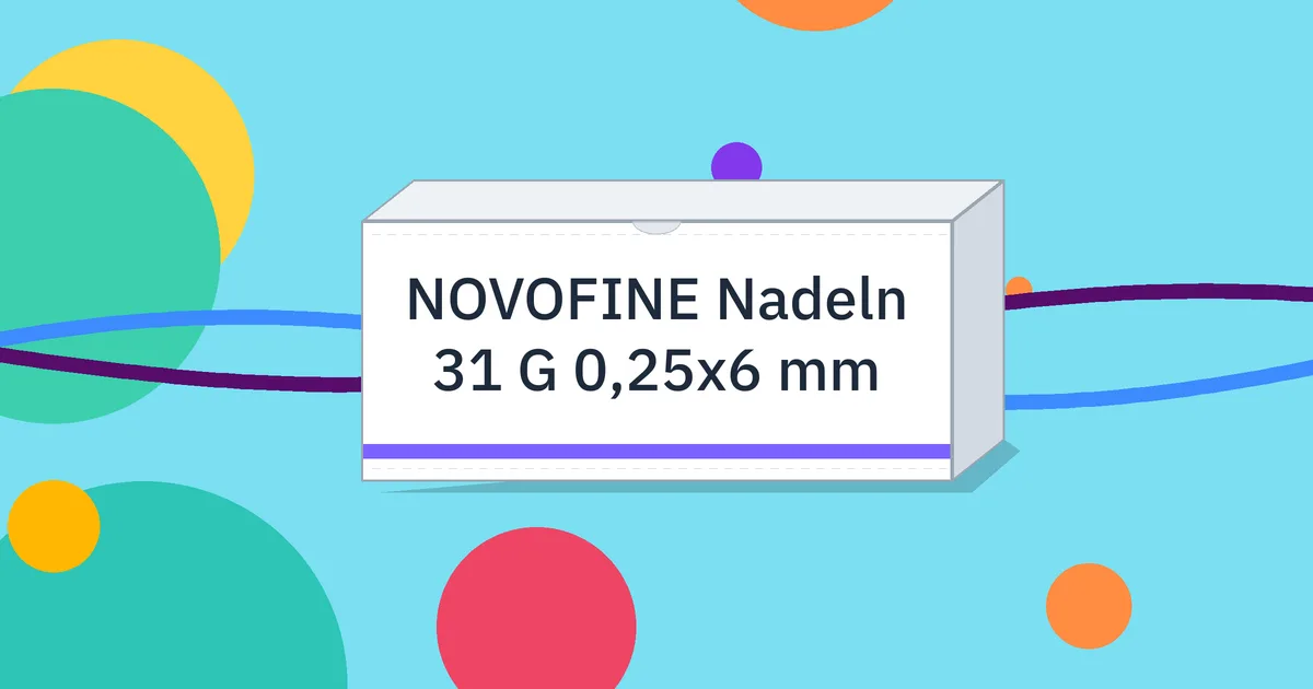 Symbolbild: Packung mit der Aufschrift NOVOFINE Nadeln 31 G 0,25x6 mm (PZN 06567848) – Verfügbarkeit und Bezug in Apotheken in Frankfurt am Main