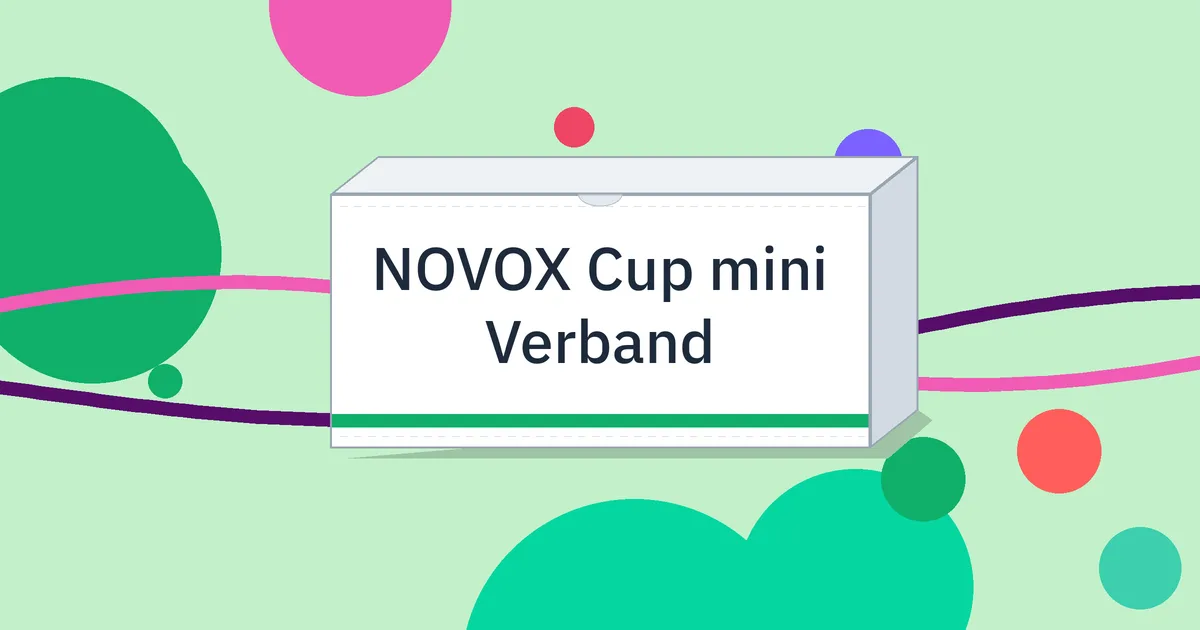 Symbolbild: Packung mit der Aufschrift NOVOX Cup mini Verband (PZN 18650371) – Verfügbarkeit und Bezug in Apotheken in Frankfurt am Main