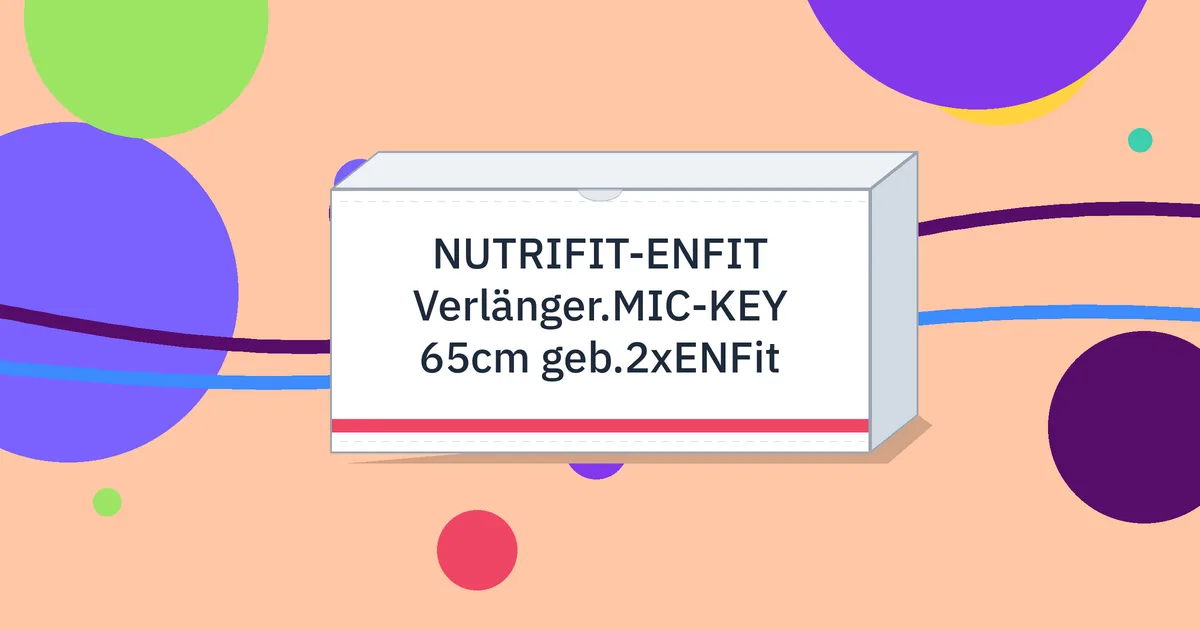 Symbolbild: Packung mit der Aufschrift NUTRIFIT-ENFIT Verlänger.MIC-KEY 65cm geb.2xENFit (PZN 14174703) – Verfügbarkeit und Bezug in Apotheken in Frankfurt am Main
