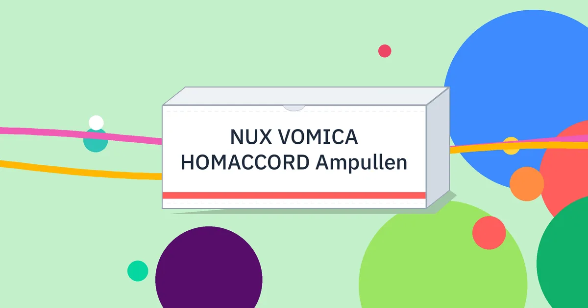 Symbolbild: Packung mit der Aufschrift NUX VOMICA HOMACCORD Ampullen (PZN 00735977) – Verfügbarkeit und Bezug in Apotheken in Frankfurt am Main
