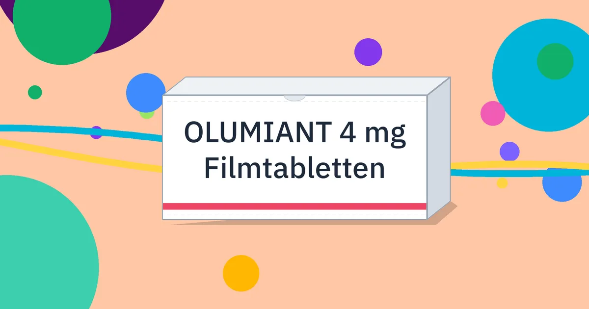 Symbolbild: Packung mit der Aufschrift OLUMIANT 4 mg Filmtabletten (PZN 13881692) – Verfügbarkeit und Bezug in Apotheken in Frankfurt am Main