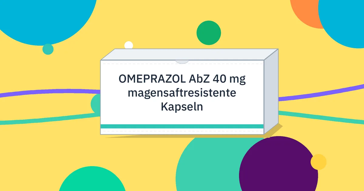 Symbolbild: Packung mit der Aufschrift OMEPRAZOL AbZ 40 mg magensaftresistente Kapseln (PZN 04102358) – Verfügbarkeit und Bezug in Apotheken in Frankfurt am Main
