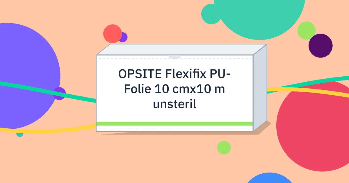 Symbolbild: Packung mit der Aufschrift OPSITE Flexifix PU-Folie 10 cmx10 m unsteril (PZN 20545664) – Verfügbarkeit und Bezug in Apotheken in Frankfurt am Main