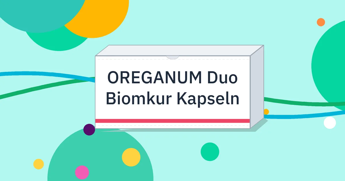 Symbolbild: Packung mit der Aufschrift OREGANUM Duo Biomkur Kapseln (PZN 20025491) – Verfügbarkeit und Bezug in Apotheken in Frankfurt am Main