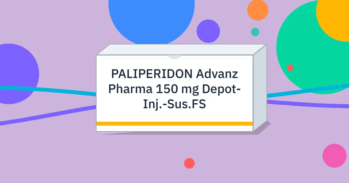 Symbolbild: Packung mit der Aufschrift PALIPERIDON Advanz Pharma 150 mg Depot-Inj.-Sus.FS (PZN 19908966) – Verfügbarkeit und Bezug in Apotheken in Frankfurt am Main