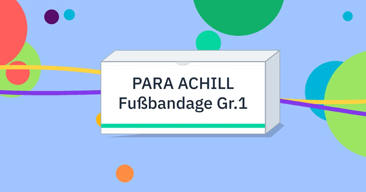 Symbolbild: Packung mit der Aufschrift PARA ACHILL Fußbandage Gr.1 (PZN 06985534) – Verfügbarkeit und Bezug in Apotheken in Frankfurt am Main