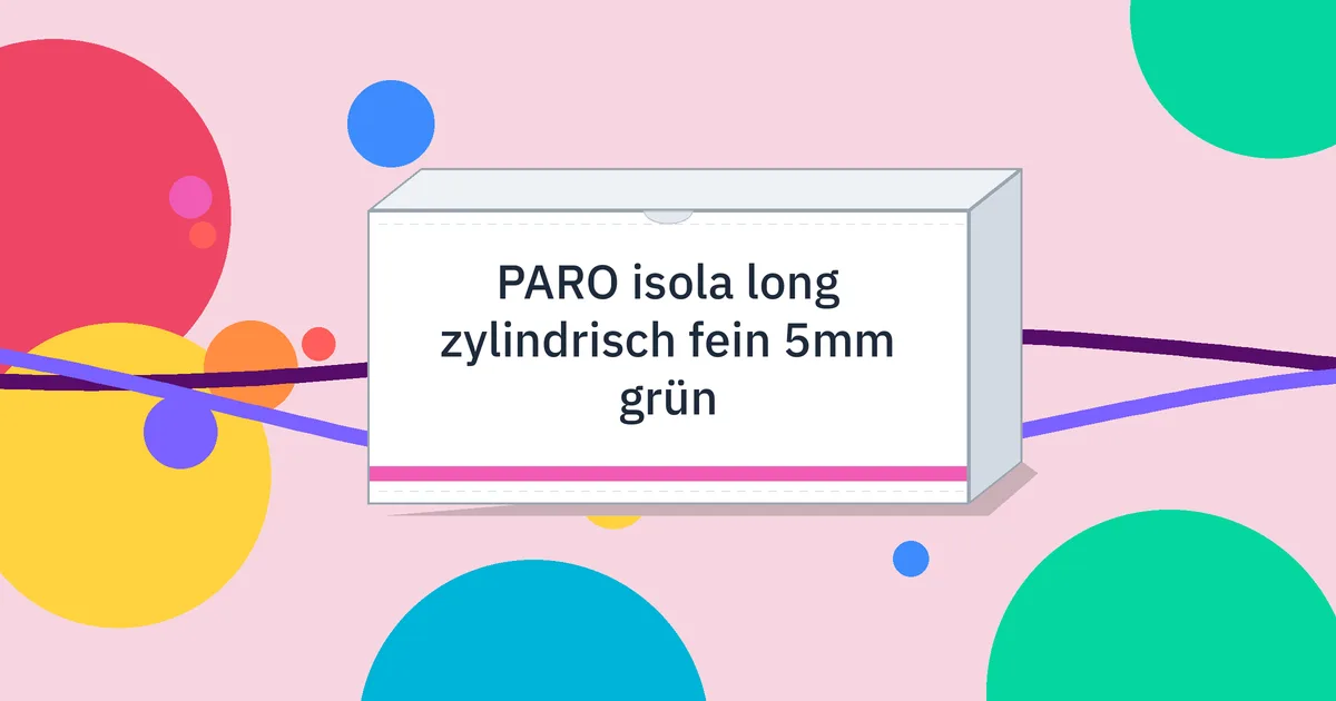 Symbolbild: Packung mit der Aufschrift PARO isola long zylindrisch fein 5mm grün (PZN 17372450) – Verfügbarkeit und Bezug in Apotheken in Frankfurt am Main