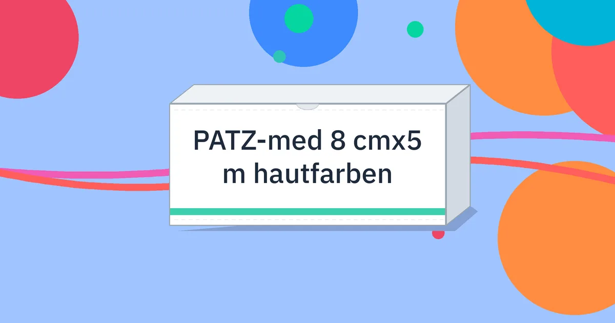 Symbolbild: Packung mit der Aufschrift PATZ-med 8 cmx5 m hautfarben (PZN 06813371) – Verfügbarkeit und Bezug in Apotheken in Frankfurt am Main