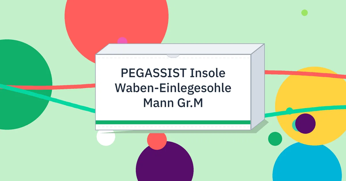 Symbolbild: Packung mit der Aufschrift PEGASSIST Insole Waben-Einlegesohle Mann Gr.M (PZN 14255241) – Verfügbarkeit und Bezug in Apotheken in Frankfurt am Main