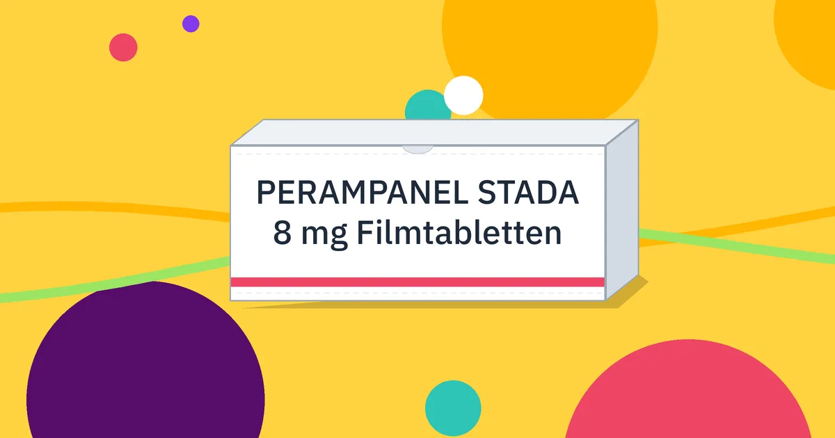 Symbolbild: Packung mit der Aufschrift PERAMPANEL STADA 8 mg Filmtabletten (PZN 20143368) – Verfügbarkeit und Bezug in Apotheken in Frankfurt am Main