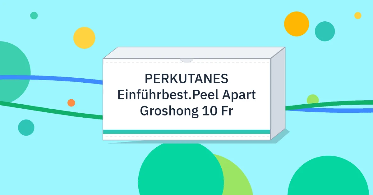 Symbolbild: Packung mit der Aufschrift PERKUTANES Einführbest.Peel Apart Groshong 10 Fr (PZN 02757109) – Verfügbarkeit und Bezug in Apotheken in Frankfurt am Main