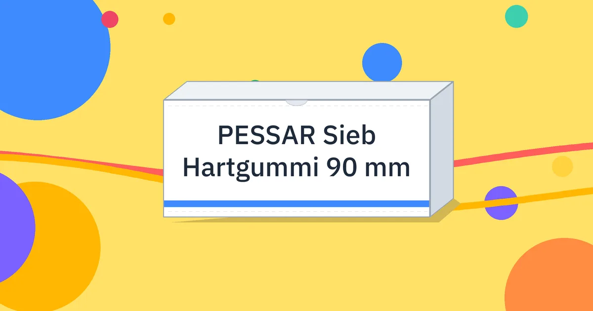 Symbolbild: Packung mit der Aufschrift PESSAR Sieb Hartgummi 90 mm (PZN 01734075) – Verfügbarkeit und Bezug in Apotheken in Frankfurt am Main