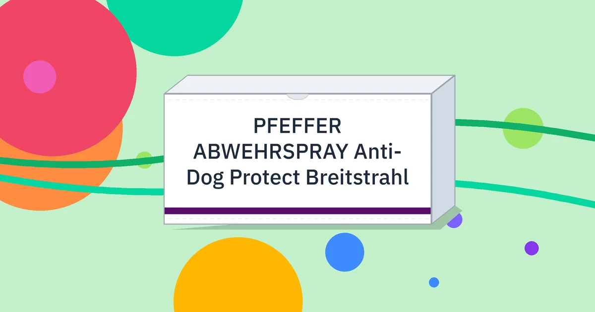 Symbolbild: Packung mit der Aufschrift PFEFFER ABWEHRSPRAY Anti-Dog Protect Breitstrahl (PZN 12386631) – Verfügbarkeit und Bezug in Apotheken in Frankfurt am Main