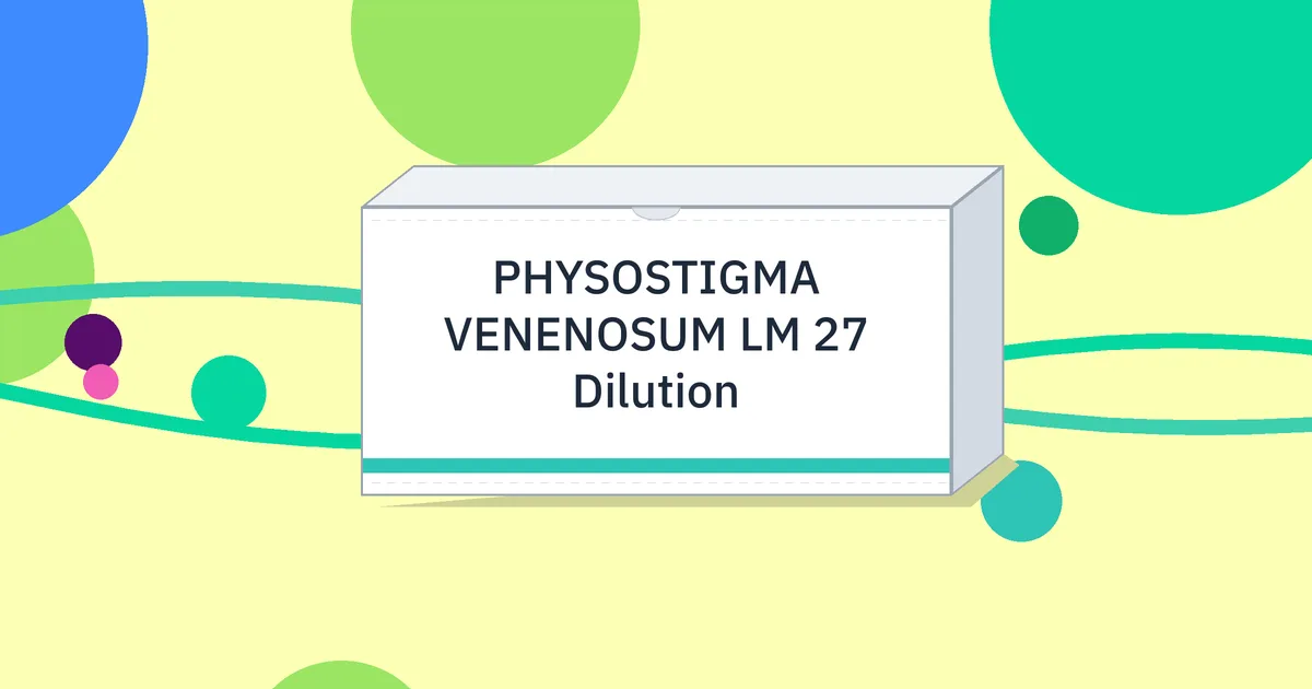 Symbolbild: Packung mit der Aufschrift PHYSOSTIGMA VENENOSUM LM 27 Dilution (PZN 13035520) – Verfügbarkeit und Bezug in Apotheken in Frankfurt am Main