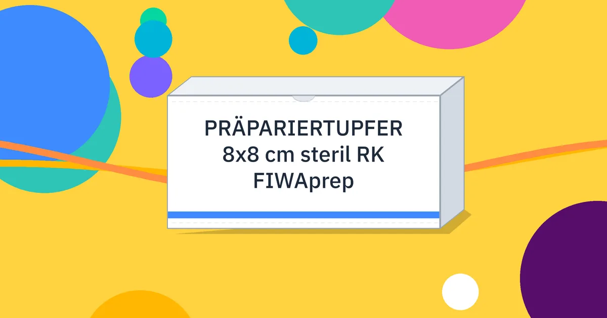 Symbolbild: Packung mit der Aufschrift PRÄPARIERTUPFER 8x8 cm steril RK FIWAprep (PZN 11860585) – Verfügbarkeit und Bezug in Apotheken in Frankfurt am Main