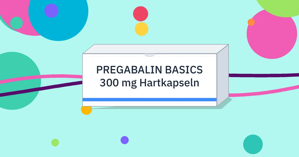 Symbolbild: Packung mit der Aufschrift PREGABALIN BASICS 300 mg Hartkapseln (PZN 11172483) – Verfügbarkeit und Bezug in Apotheken in Frankfurt am Main