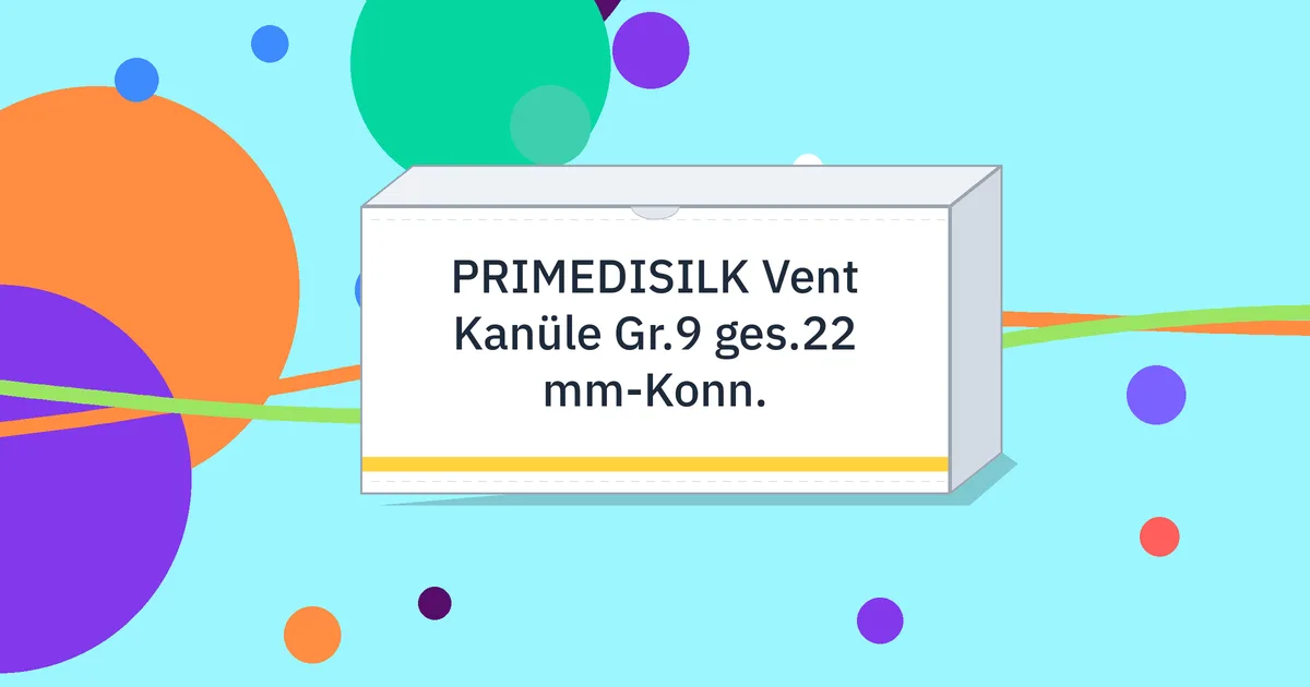 Symbolbild: Packung mit der Aufschrift PRIMEDISILK Vent Kanüle Gr.9 ges.22 mm-Konn. (PZN 10355773) – Verfügbarkeit und Bezug in Apotheken in Frankfurt am Main