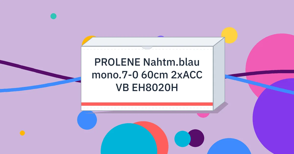 Symbolbild: Packung mit der Aufschrift PROLENE Nahtm.blau mono.7-0 60cm 2xACC VB EH8020H (PZN 20895915) – Verfügbarkeit und Bezug in Apotheken in Frankfurt am Main
