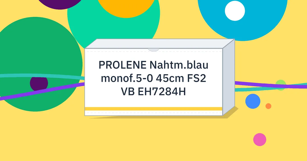 Symbolbild: Packung mit der Aufschrift PROLENE Nahtm.blau monof.5-0 45cm FS2 VB EH7284H (PZN 16255191) – Verfügbarkeit und Bezug in Apotheken in Frankfurt am Main