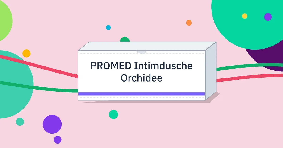 Symbolbild: Packung mit der Aufschrift PROMED Intimdusche Orchidee (PZN 09199055) – Verfügbarkeit und Bezug in Apotheken in Frankfurt am Main