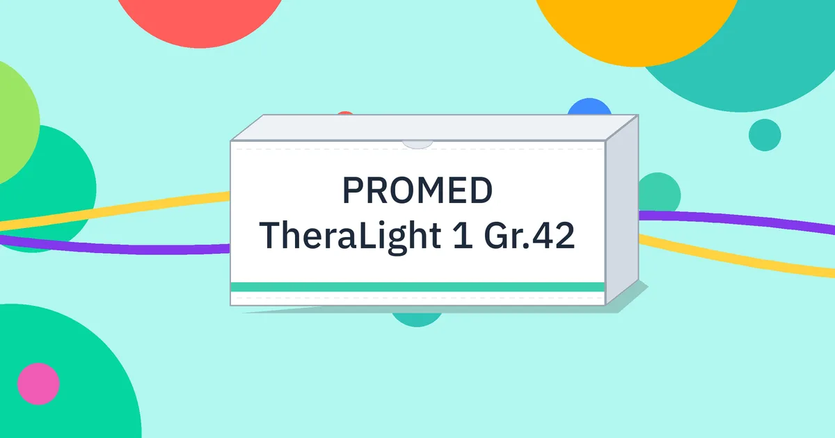 Symbolbild: Packung mit der Aufschrift PROMED TheraLight 1 Gr.42 (PZN 07279755) – Verfügbarkeit und Bezug in Apotheken in Frankfurt am Main