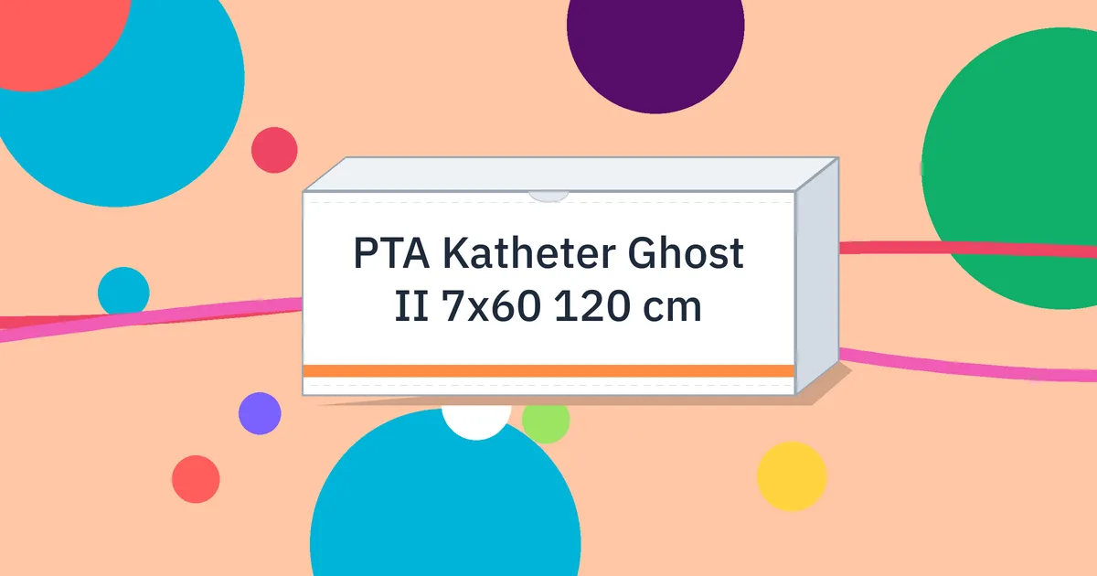 Symbolbild: Packung mit der Aufschrift PTA Katheter Ghost II 7x60 120 cm (PZN 00107382) – Verfügbarkeit und Bezug in Apotheken in Frankfurt am Main