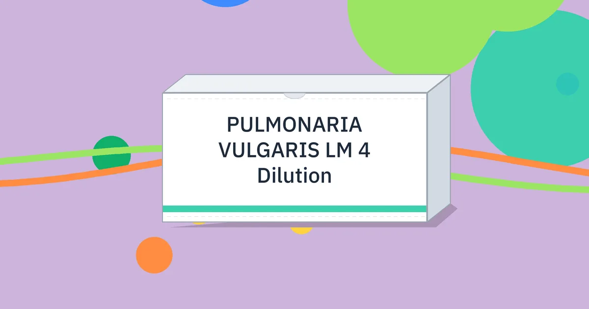 Symbolbild: Packung mit der Aufschrift PULMONARIA VULGARIS LM 4 Dilution (PZN 13670742) – Verfügbarkeit und Bezug in Apotheken in Frankfurt am Main